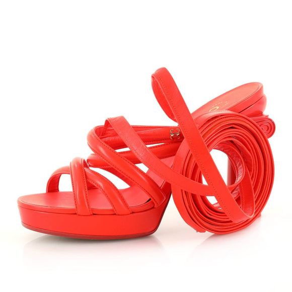 CHANEL | Shoes | Chanel Womens Cc Parthenon Platform Heel Sandals ...